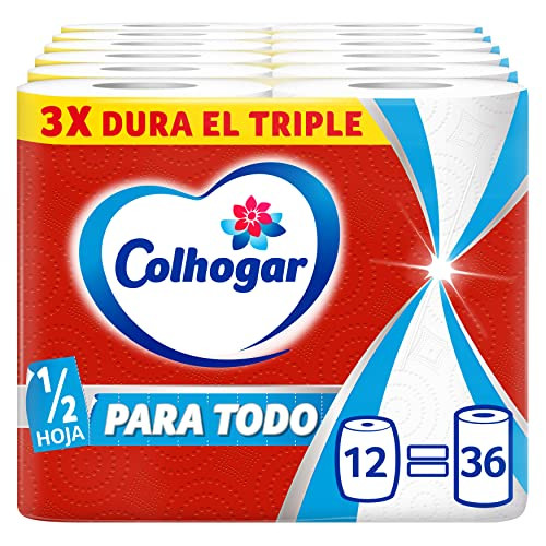 12 rollos Papel de Cocina Colhogar Paratodo Maxirolls (equivalen a 36 ...