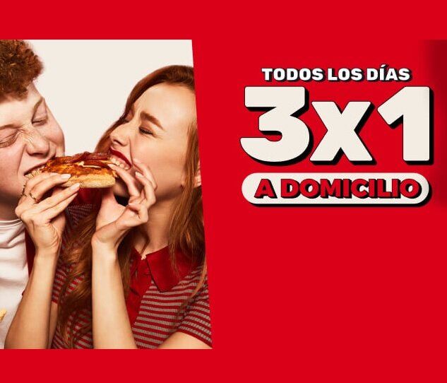 3x1 Telepizza a domicilio en medianas 2 ingredientes
