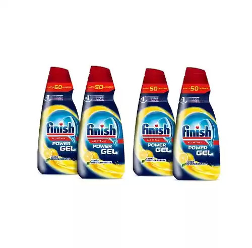 4 botes de Finish All in 1 Max Power Gel Limón Higiene Lavavajillas ...