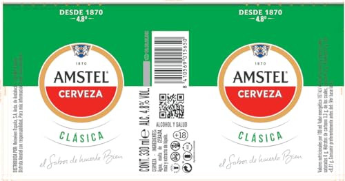 Amstel Clásica Cerveza Lager, Pack 24 Latas x 33 cl