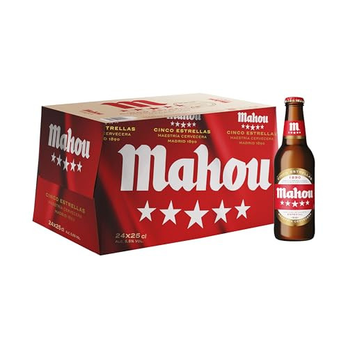 2 packs de 24x botellines Mahou 5 Estrellas Cerveza Especial 25cl (2 ...