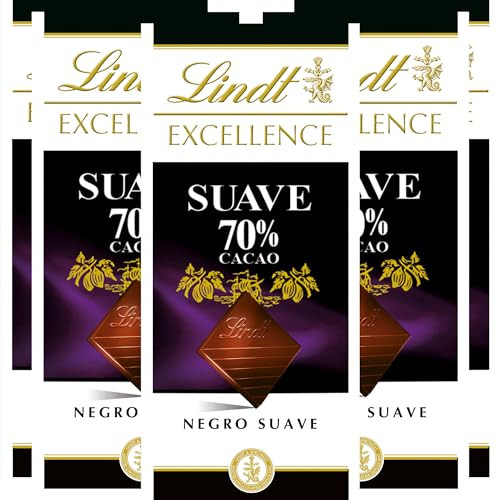 Pack de 5x Lindt Chocolate EXCELLENCE 70% suave, tableta de chocolate ...